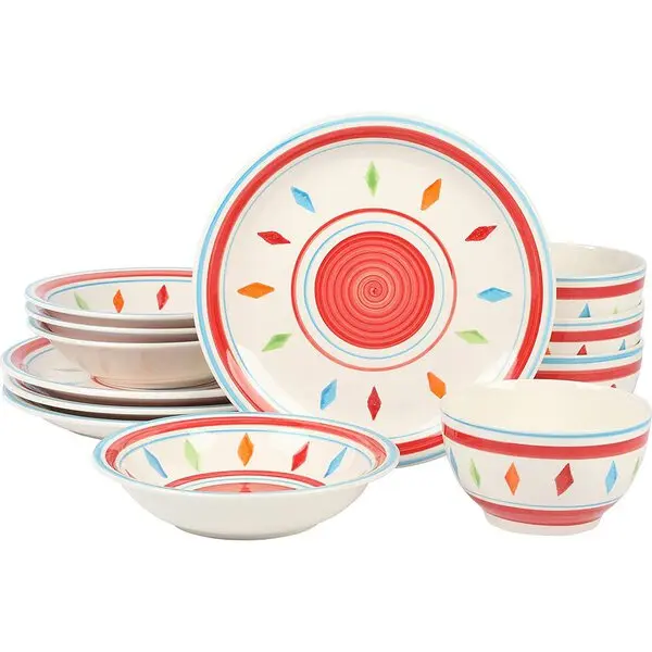 GIBSON HOME Heidy 12 Piece Durastone Dinnerware Set - White