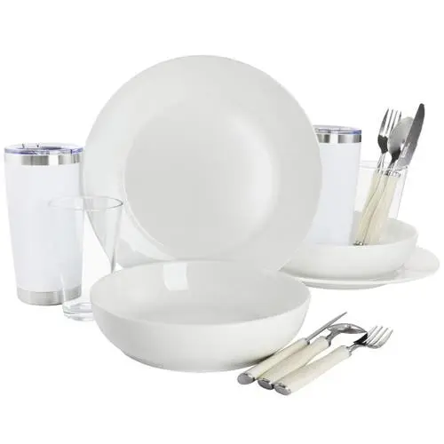 GIBSON HOME Nobella 14 Piece Fine Ceramic Dinnerware Set - White