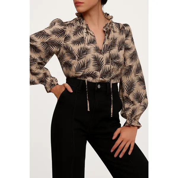Mint Velvet Geo Print Blouse - Black