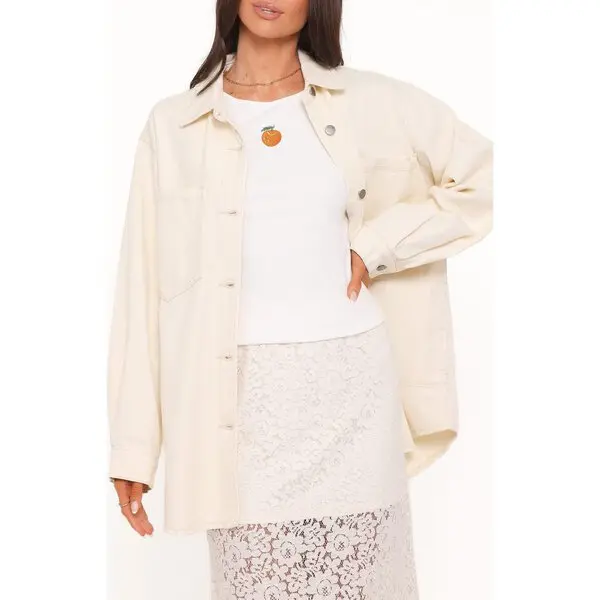 PETAL & PUP Toto Denim Shacket - Ivory