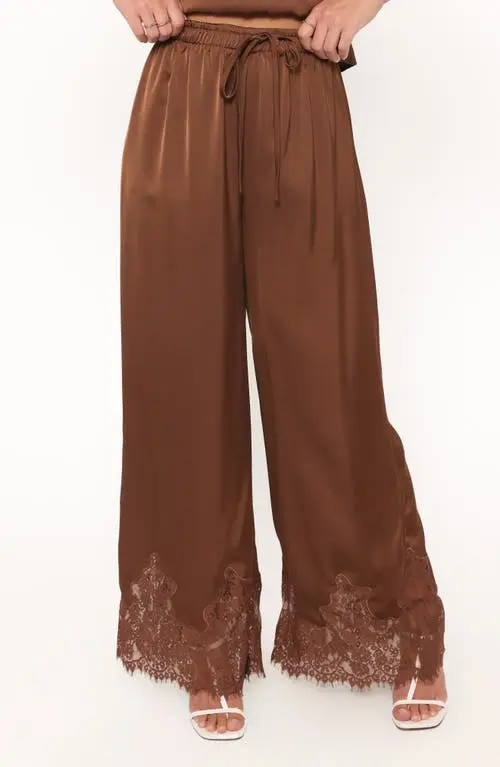 PETAL & PUP Viola Drawstring Waist Wide Leg Pants - Chocolate