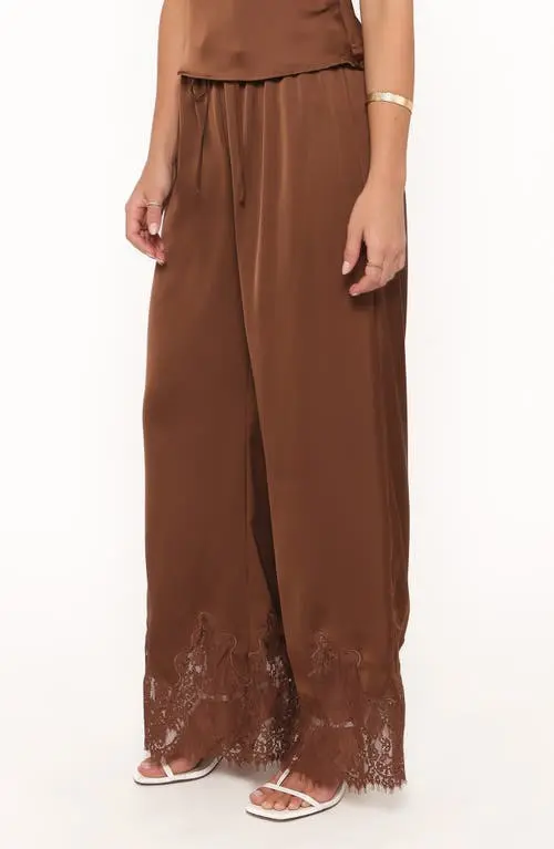 PETAL & PUP Viola Drawstring Waist Wide Leg Pants - Chocolate