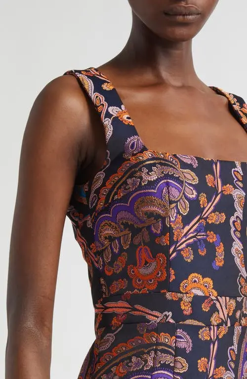 Etro Paisley Jacquard Sleeveless Sheath Dress