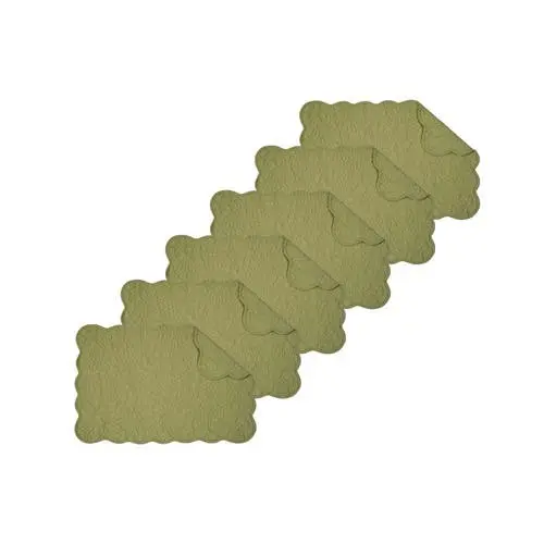 C&F HOME Christiana Sweet Pea Reversible Machine Washable Scallop Quilt Placemats Set Of 6 - Green