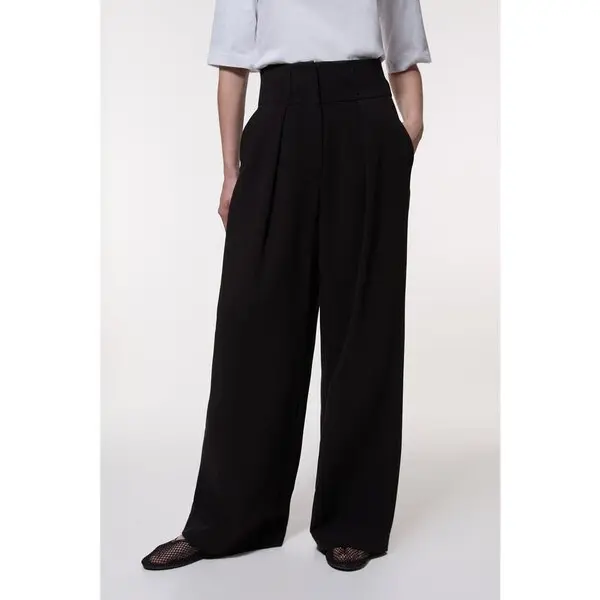 Karen Millen Petite Tailored Wide Leg Trousers - Black