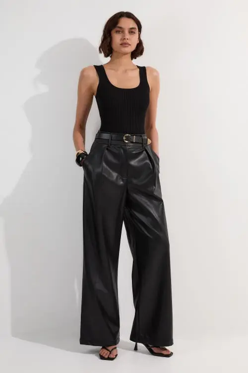 Karen Millen Faux Leather Wide-leg Pants
