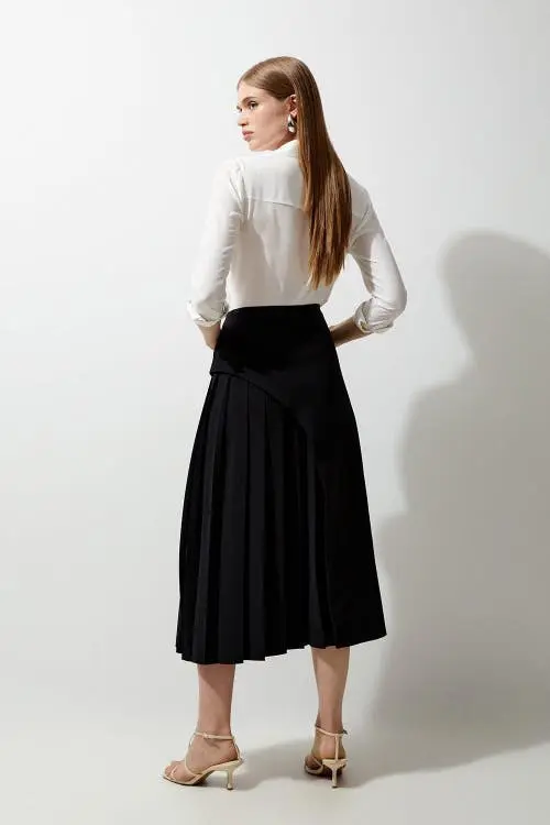 Karen Millen Buckle Detail Pleated Midi Skirt