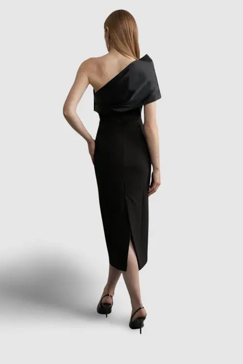 Karen Millen Petite One Shoulder Panel Midi Dress