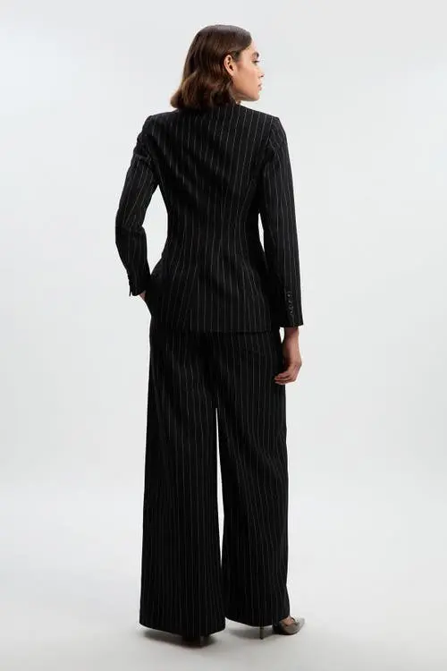 Karen Millen Petite Pinstriped Wide Leg Trousers