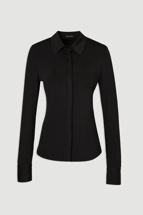 Karen Millen Drapey Crepe Slim Collared Shirt