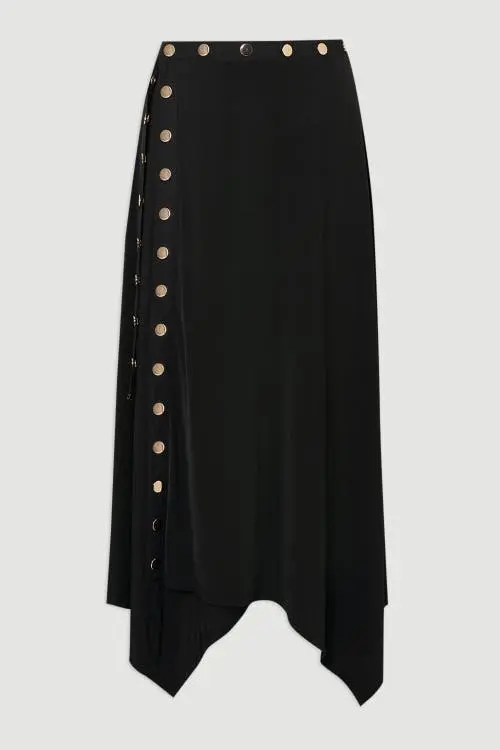 Karen Millen Crepe Hanky Hem Maxi Skirt - Black