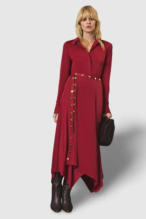 Karen Millen Crepe Hanky Hem Eyelet Maxi Skirt