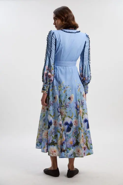 Karen Millen Trailing Floral Woven Plunge Maxi Dress