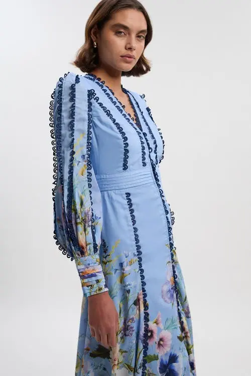 Karen Millen Trailing Floral Woven Plunge Maxi Dress