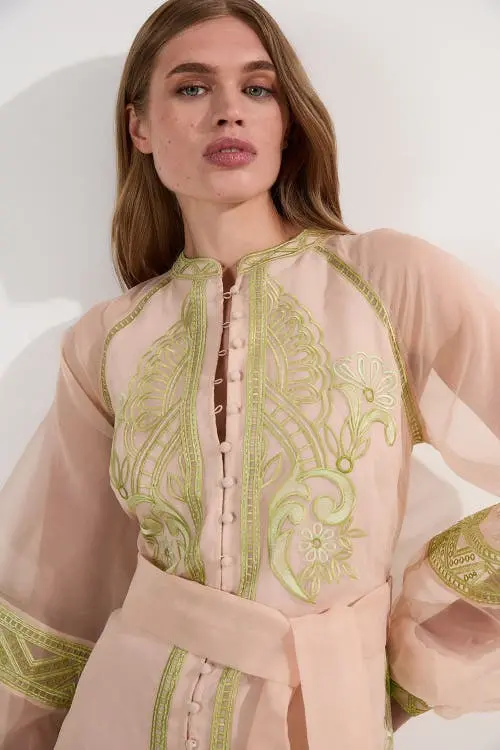 Karen Millen Embroidered Mandarin Collar Midi Dress