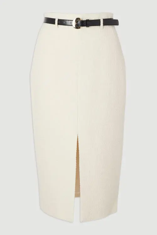 Karen Millen Textured Tweed Belted Pencil Skirt