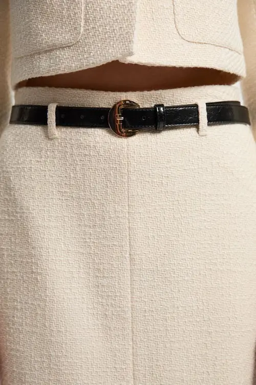 Karen Millen Textured Tweed Belted Pencil Skirt