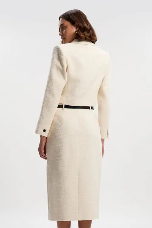 Karen Millen Textured Tweed Belted Pencil Skirt