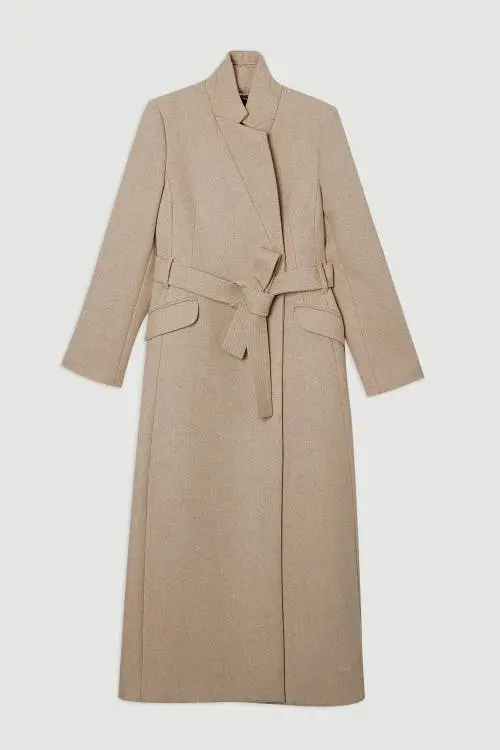 Karen Millen Wool Notch Neck Tailored Maxi Coat
