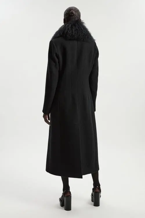Karen Millen Wool Detachable Collar Midi Coat - Black