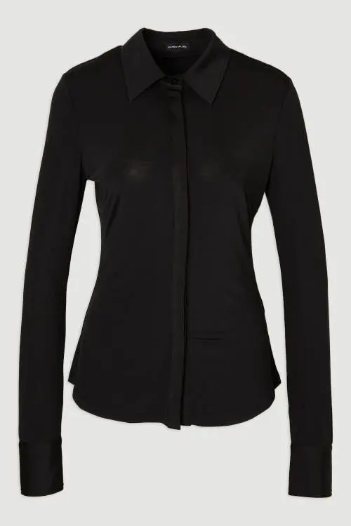 Karen Millen Petite Drapey Crepe Slim Collared Shirt
