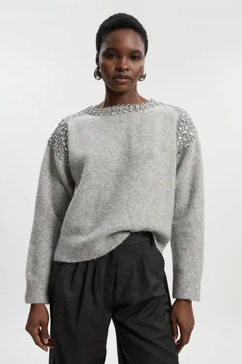 Karen Millen Embellished Trim Knit Jumper