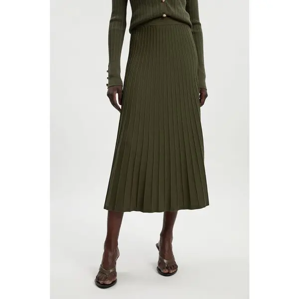 Karen Millen Textured Knit Pleated Midi Skirt