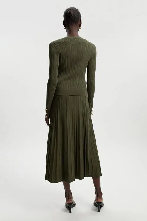 Karen Millen Textured Knit Pleated Midi Skirt