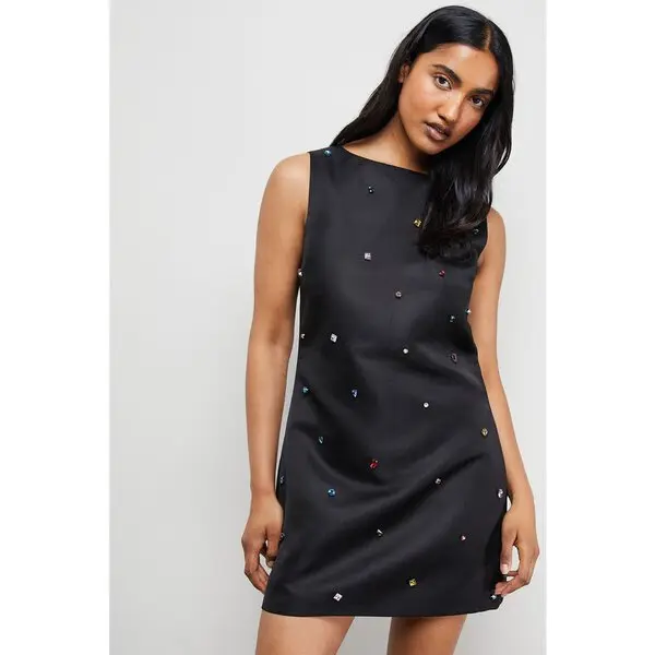 WAREHOUSE Sleeveless Embellished Mini Dress