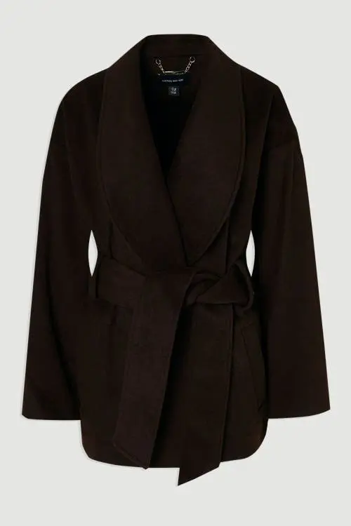 Karen Millen Brushed Wool Wrap Short Coat