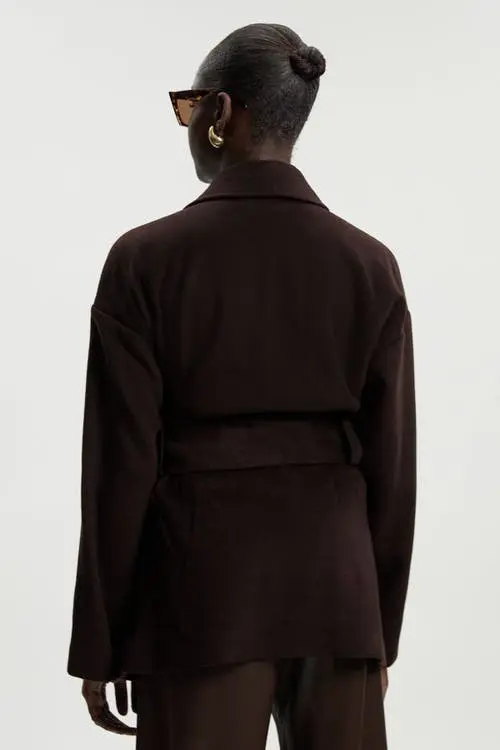 Karen Millen Brushed Wool Wrap Short Coat