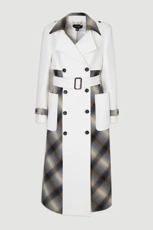 Karen Millen Wool Check Trench Midi Coat