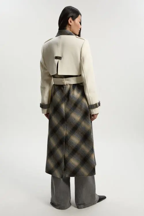 Karen Millen Wool Check Trench Midi Coat