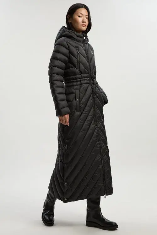 Karen Millen Petite Lightweight Packable Maxi Coat - Black