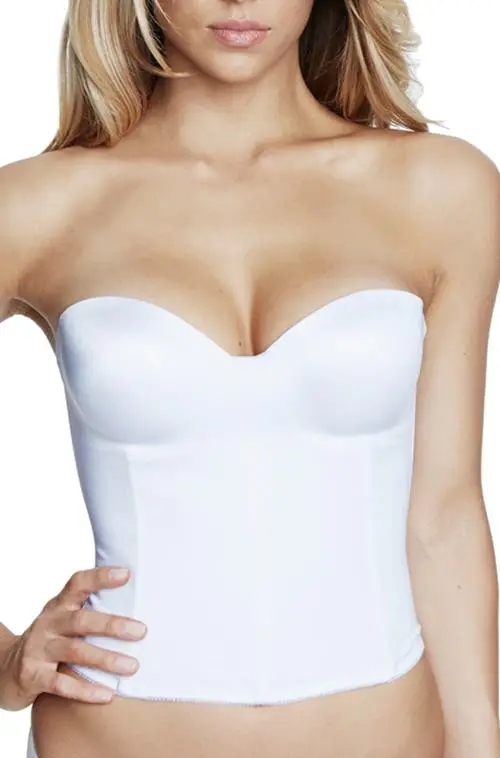 DOMINIQUE INTIMATES Ariel Low Back Hidden Underwire Convertible Strapless Longline Bra - White