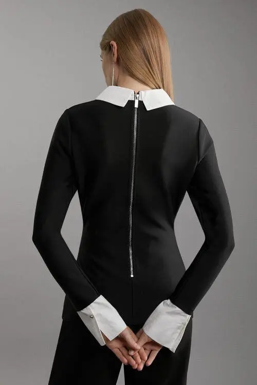 Karen Millen Bandage Embellished Collar Knit Top