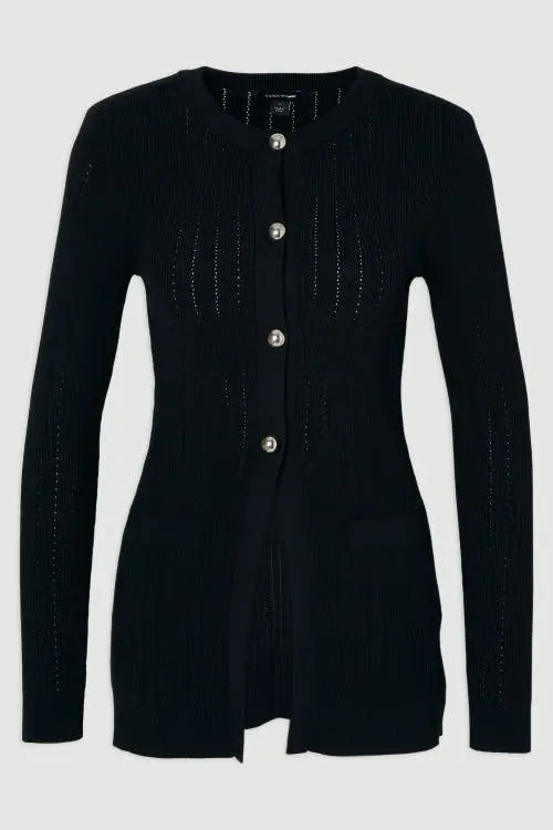 Karen Millen Dome Button Longline Knitted Cardigan