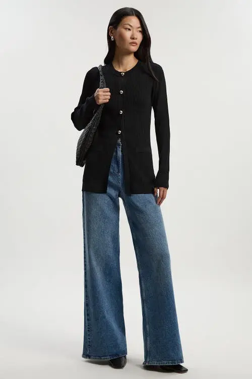 Karen Millen Dome Button Longline Knitted Cardigan