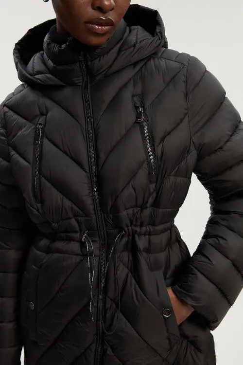 Karen Millen Petite Packable Knee Length Coat - Black