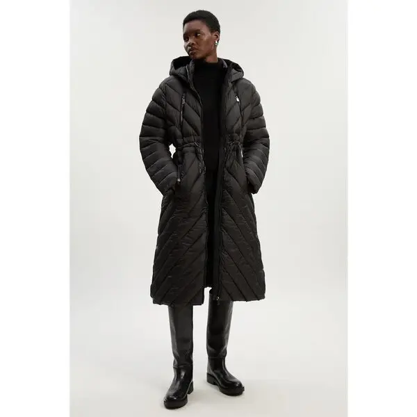 Karen Millen Petite Packable Knee Length Coat - Black