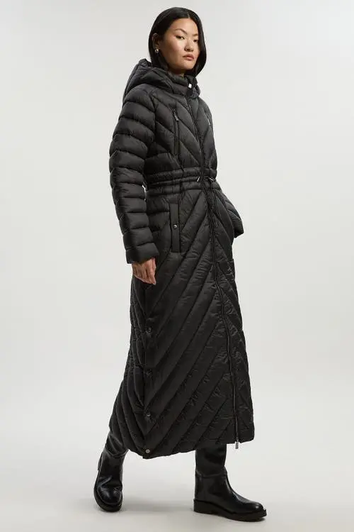 Karen Millen Lightweight Packable Maxi Coat - Black