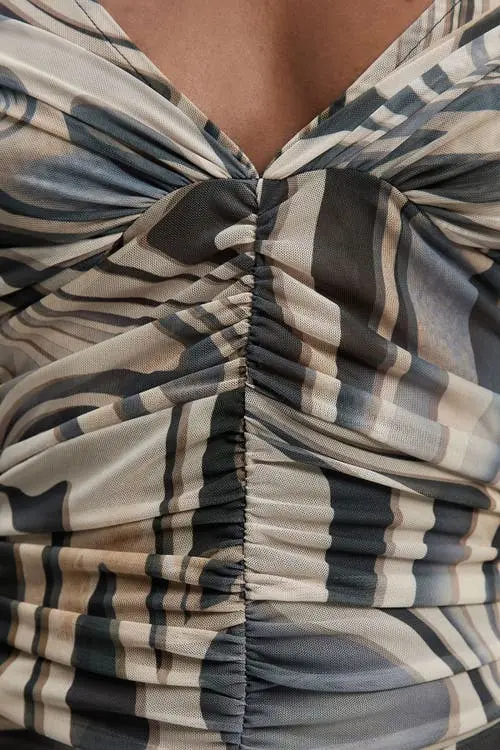 Karen Millen Marble Print Mesh Maxi Dress