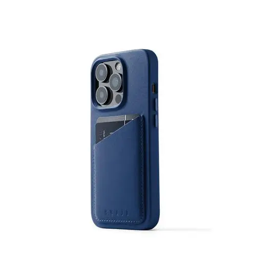MUJJO Full Leather Magsafe Wallet Case For - Monaco Blue