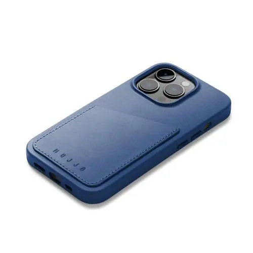 MUJJO Full Leather Magsafe Wallet Case For - Monaco Blue