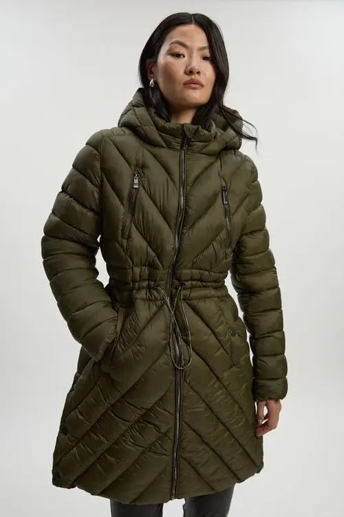 Karen Millen Lightweight Packable Coat - Khaki