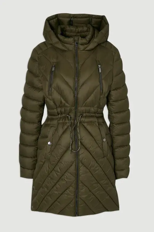 Karen Millen Lightweight Packable Coat - Khaki