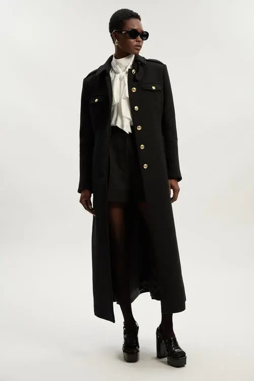 Karen Millen Wool Military Tailored Maxi Coat
