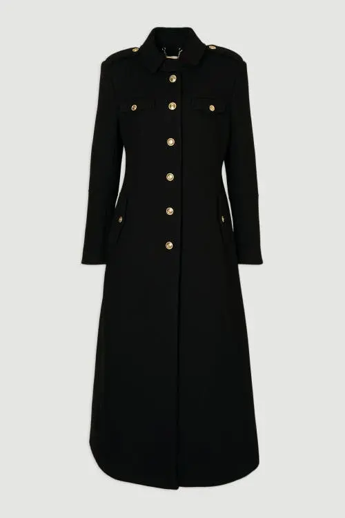 Karen Millen Wool Military Tailored Maxi Coat