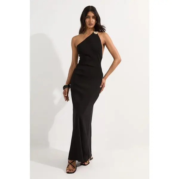 Karen Millen One-shoulder Backless Knit Maxi Dress With Embellishment