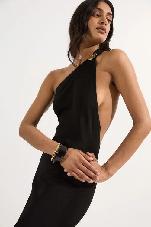 Karen Millen One-shoulder Backless Knit Maxi Dress With Embellishment